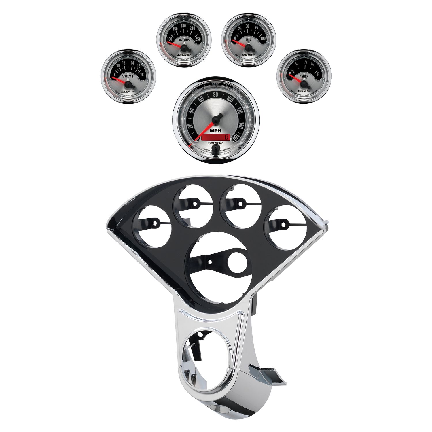 DIRECT FIT DASH KIT, (3 3/8" X1, 2 1/16" X4), CHEVROLET 55-56, AMERICAN ...