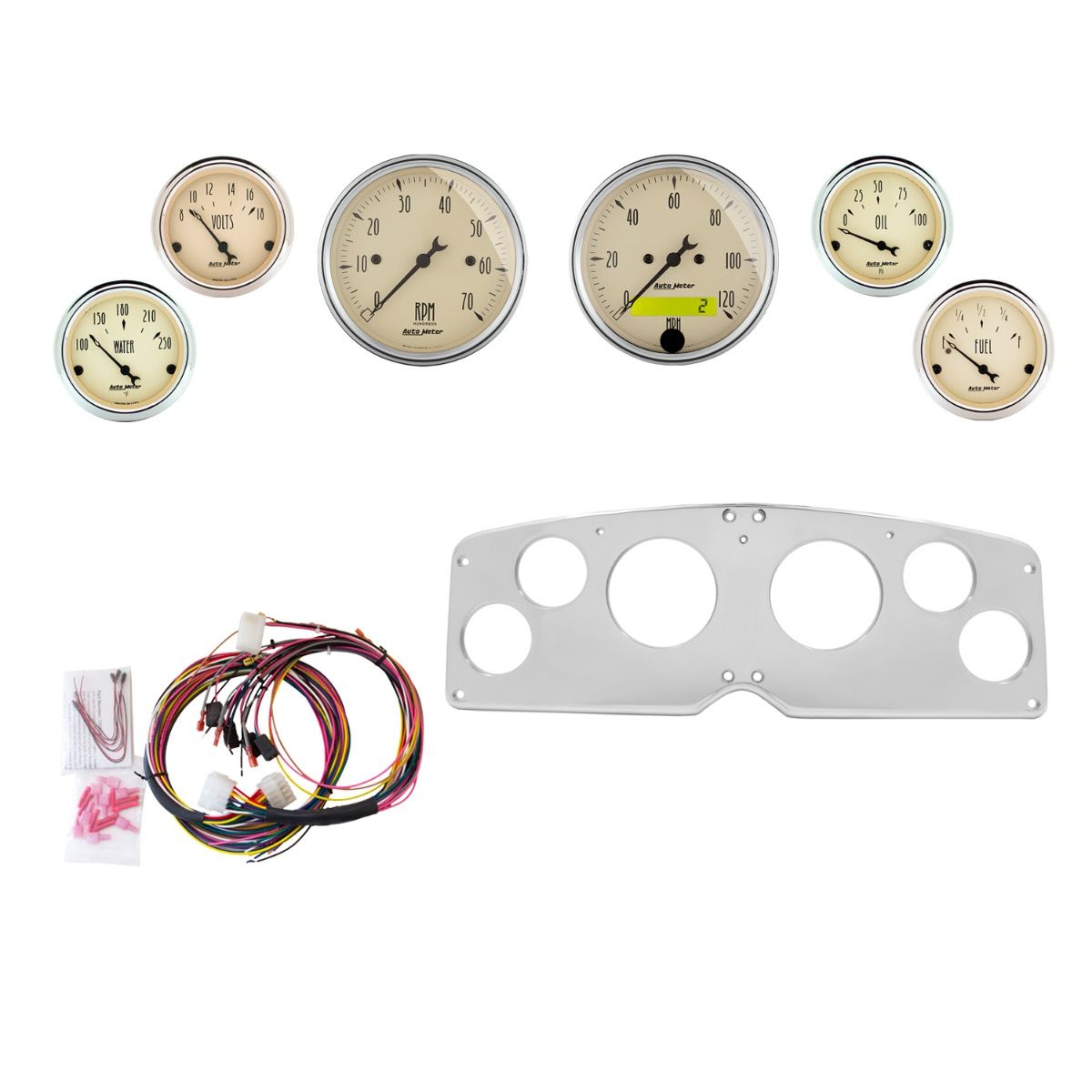 6 GAUGE DIRECT-FIT DASH KIT, GMC TRUCK 54-55, ANTIQUE BEIGE