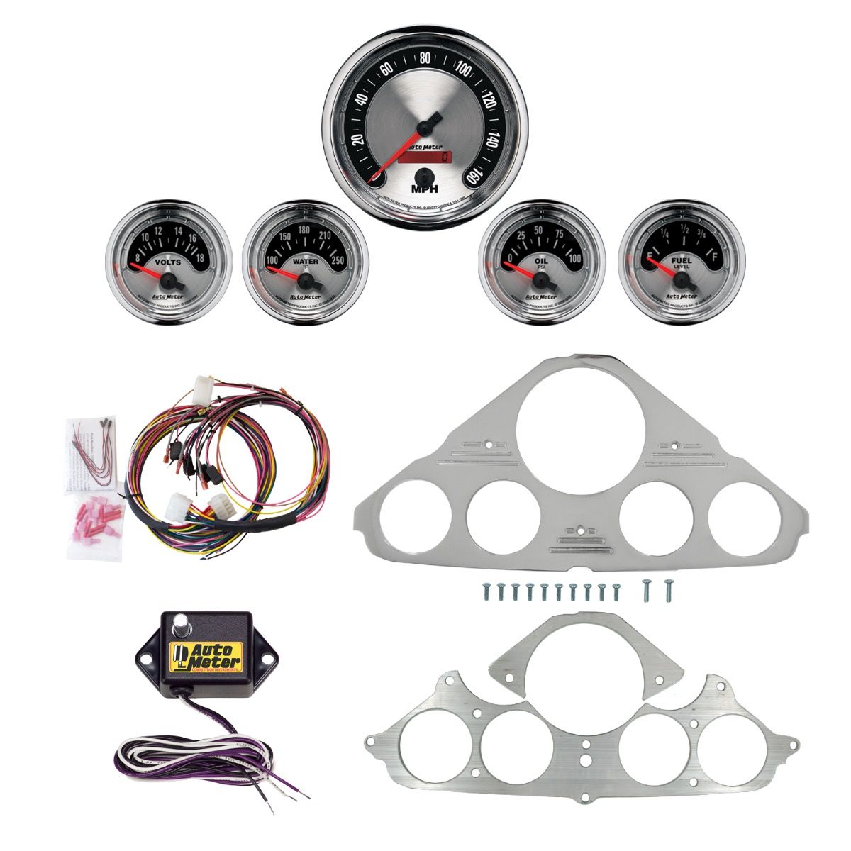 5 GAUGE DIRECT-FIT DASH KIT, CHEVY TRUCK 1955-59, AMERICAN MUSCLE
