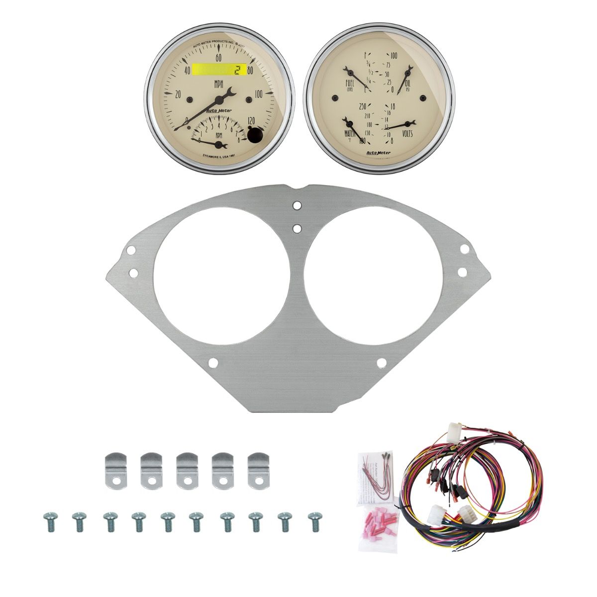 2 GAUGE DIRECT-FIT DASH KIT, CHEVY CAR 55-56, ANTIQUE BEIGE