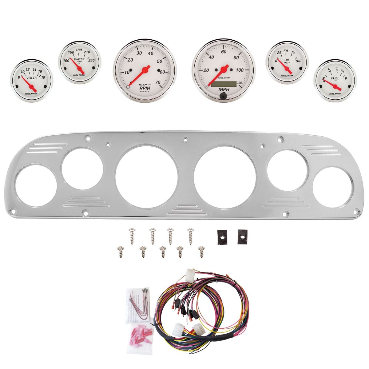 6 GAUGE DIRECT-FIT DASH KIT, FORD TRUCK 57-60, ARCTIC WHITE