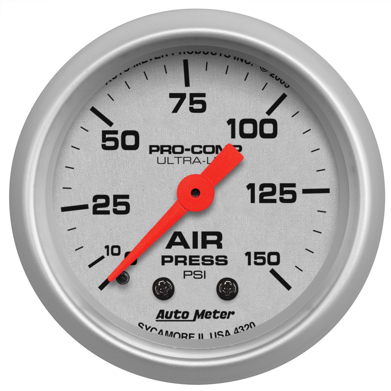 2-1/16" AIR PRESSURE, 0-150 PSI, MECHANICAL, ULTRA-LITE
