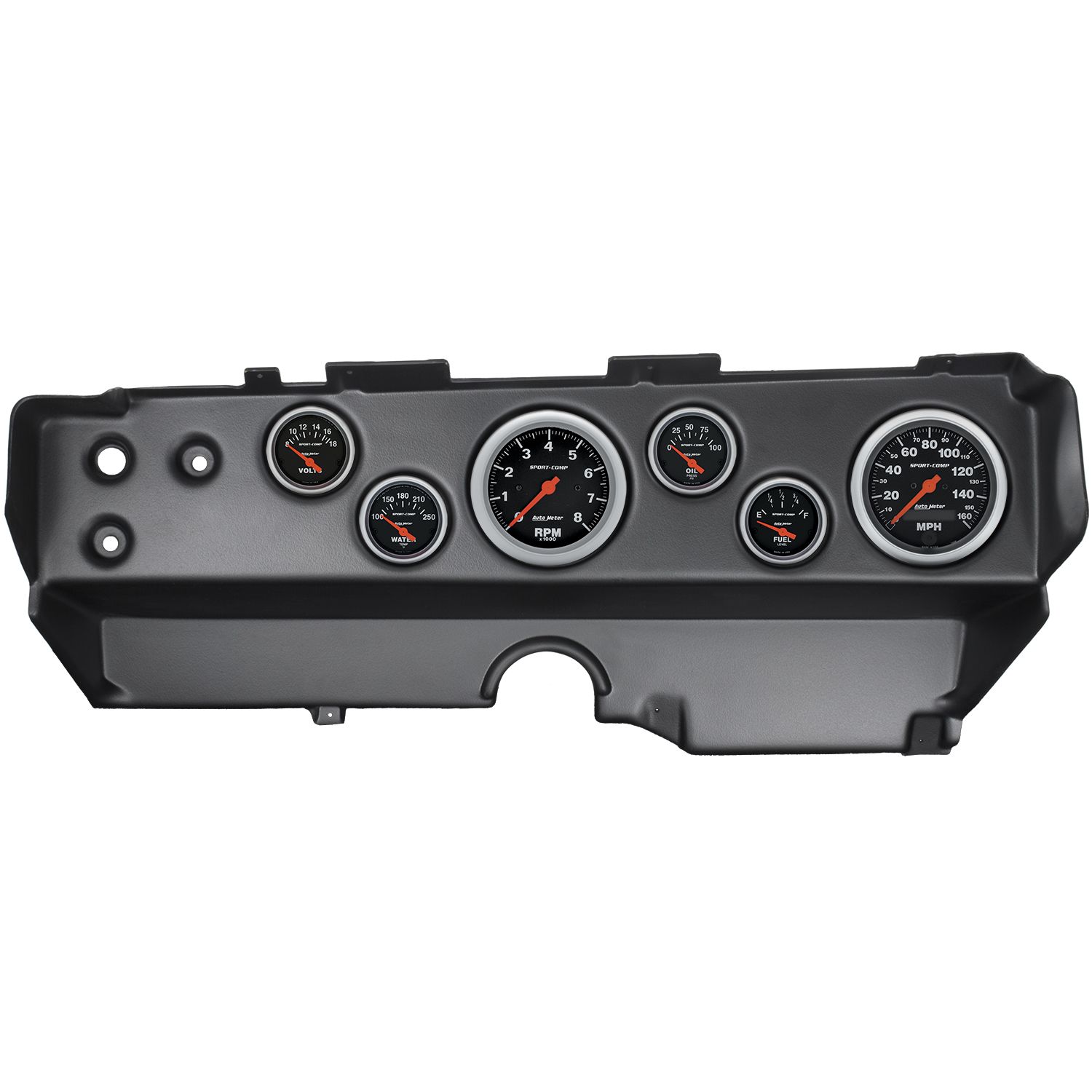 6 GAUGE DIRECT-FIT DASH KIT, E-BODY / CUDA / CHALLENGER 70-74, SPORT-COMP