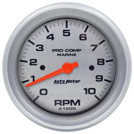 3-3/8" IN-DASH TACHOMETER, 0-10,000 RPM, MARINE SILVER ULTRA-LITE